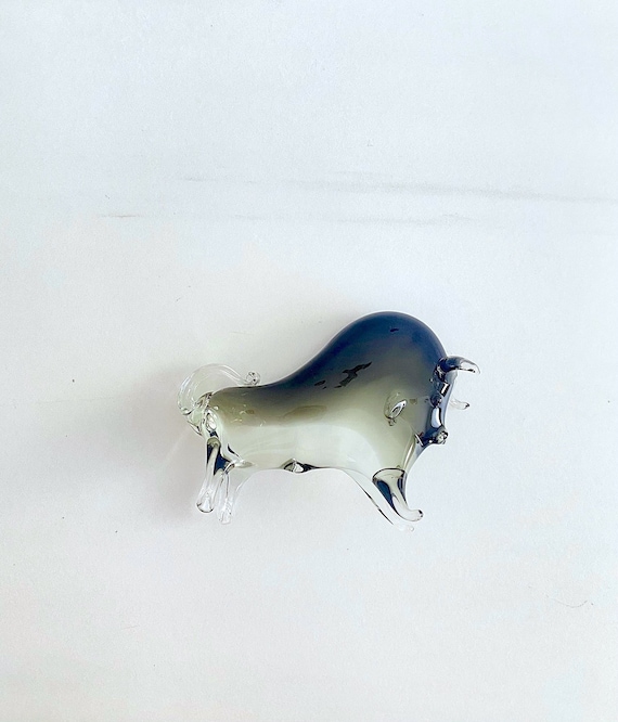 Vintage Modern Italian Murano Art Glass Bull Figurine Smokey | Etsy