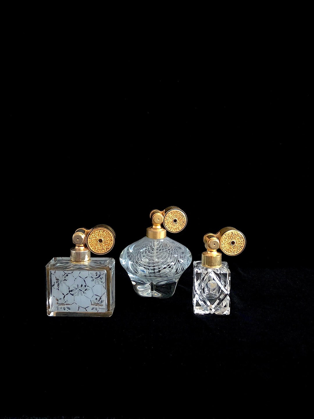 Vintage Collection of 3 Gold Tone Marcel Franck France Escale Crystal ...