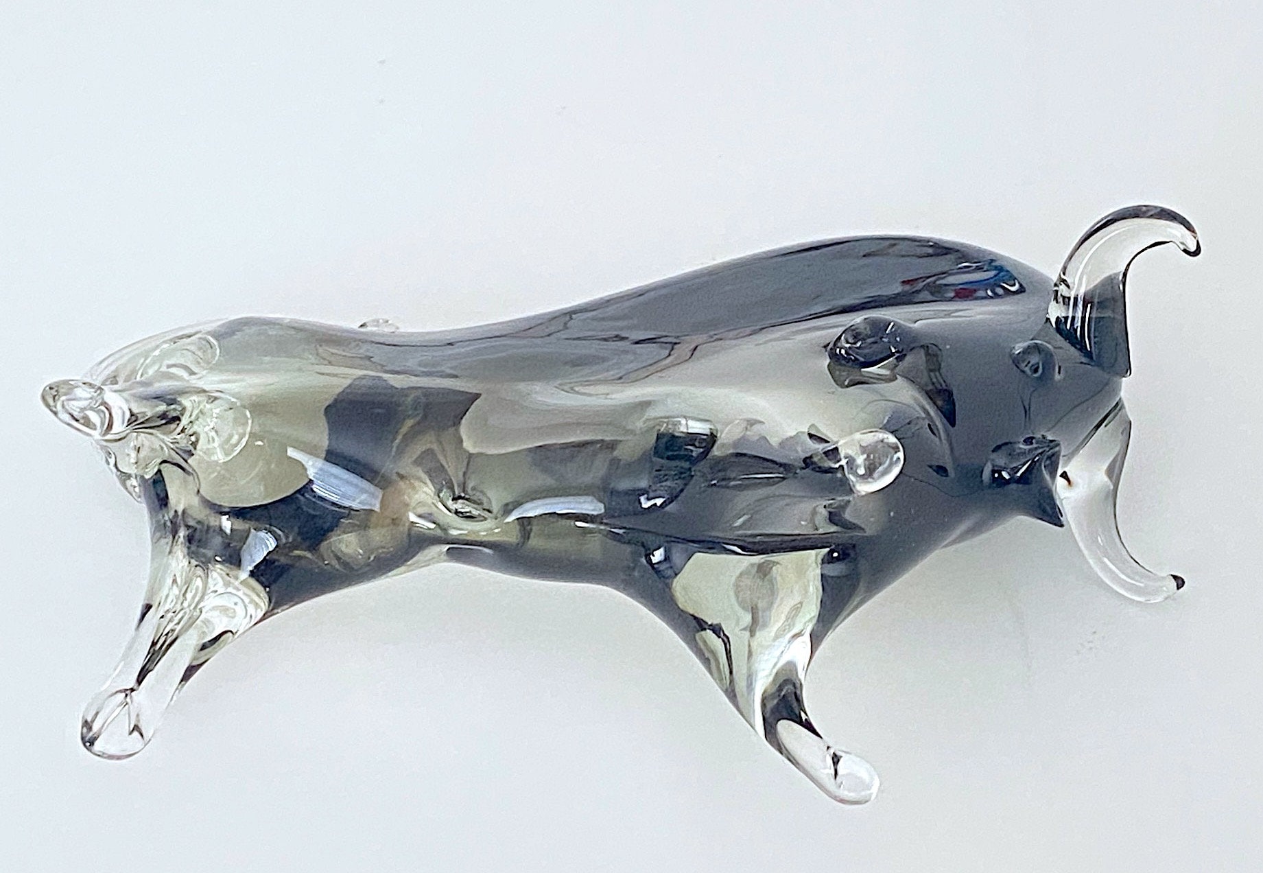 Vintage Modern Italian Murano Art Glass Bull Figurine Smokey - Etsy