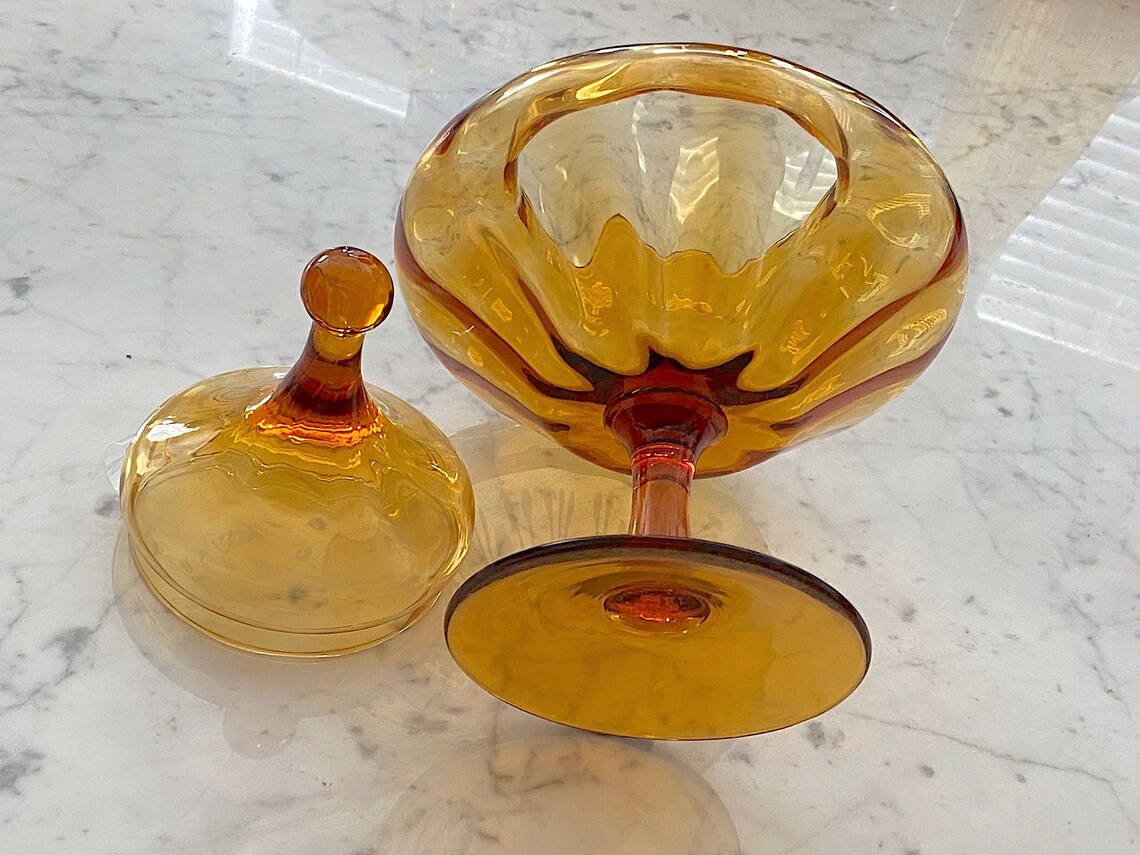 Vintage Mid Century Modern Italian Art Glass AMBER Apothecary | Etsy