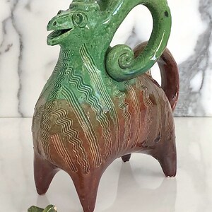 Vintage Mid Century Modern European Early Hand Made Pottery Ram Figural ...