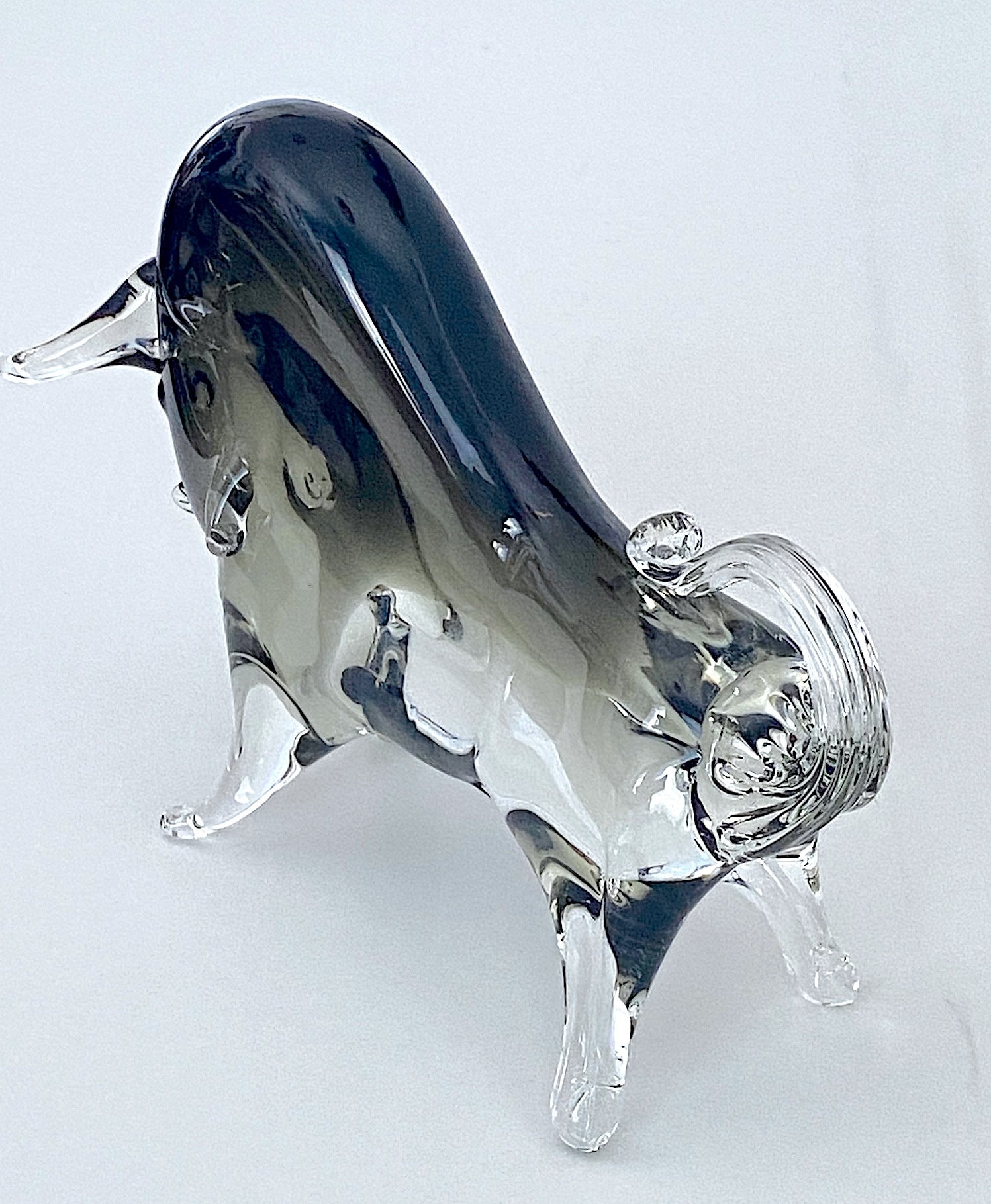 Vintage Modern Italian Murano Art Glass Bull Figurine Smokey - Etsy