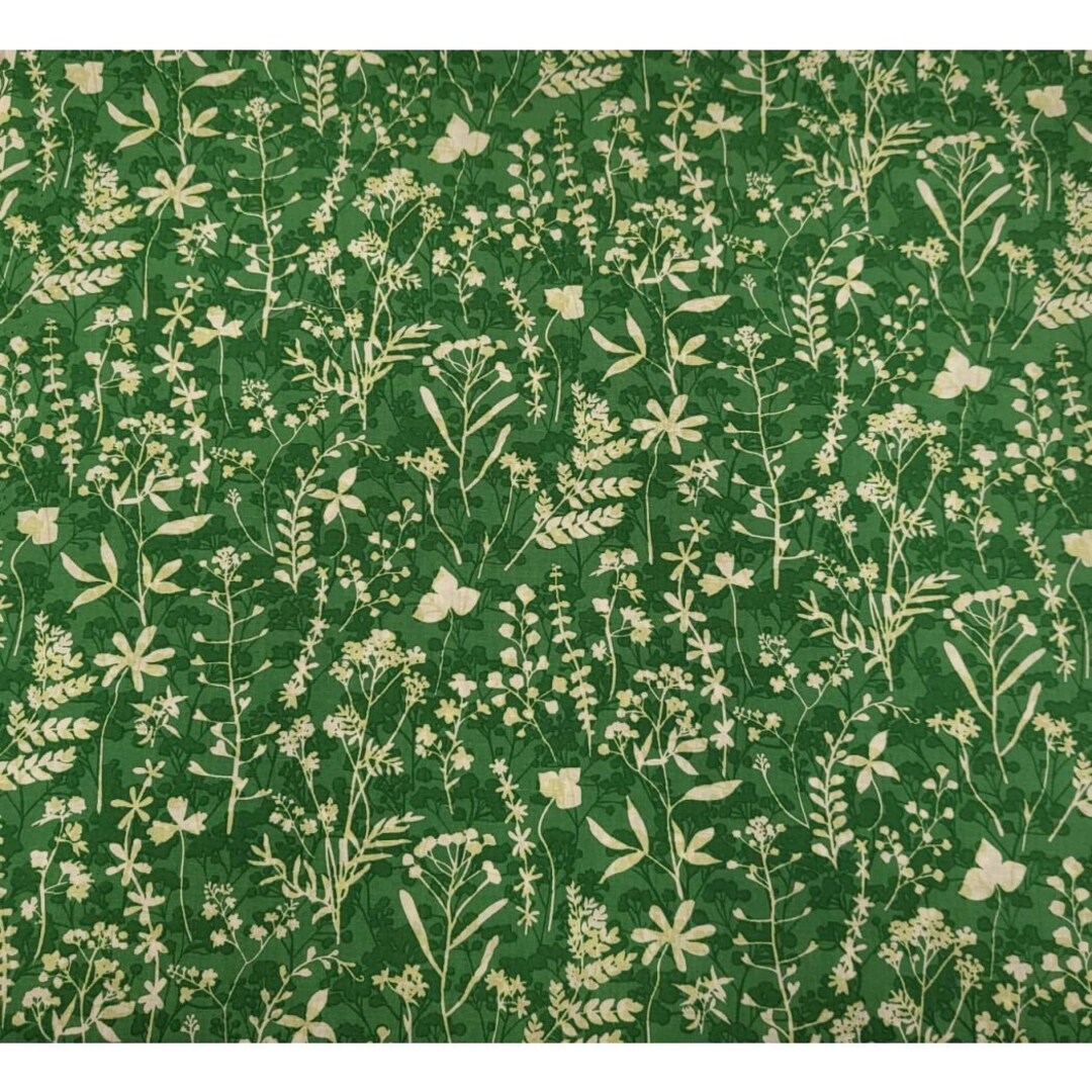 Cotton Poplin Green Ivy Flora Design Flowers and Plants - Etsy