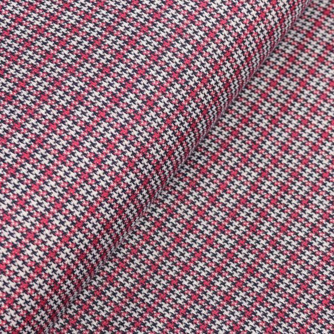 87 Jacquard Mini Pepita Fabric With Fine Check in Gray and Red - Etsy