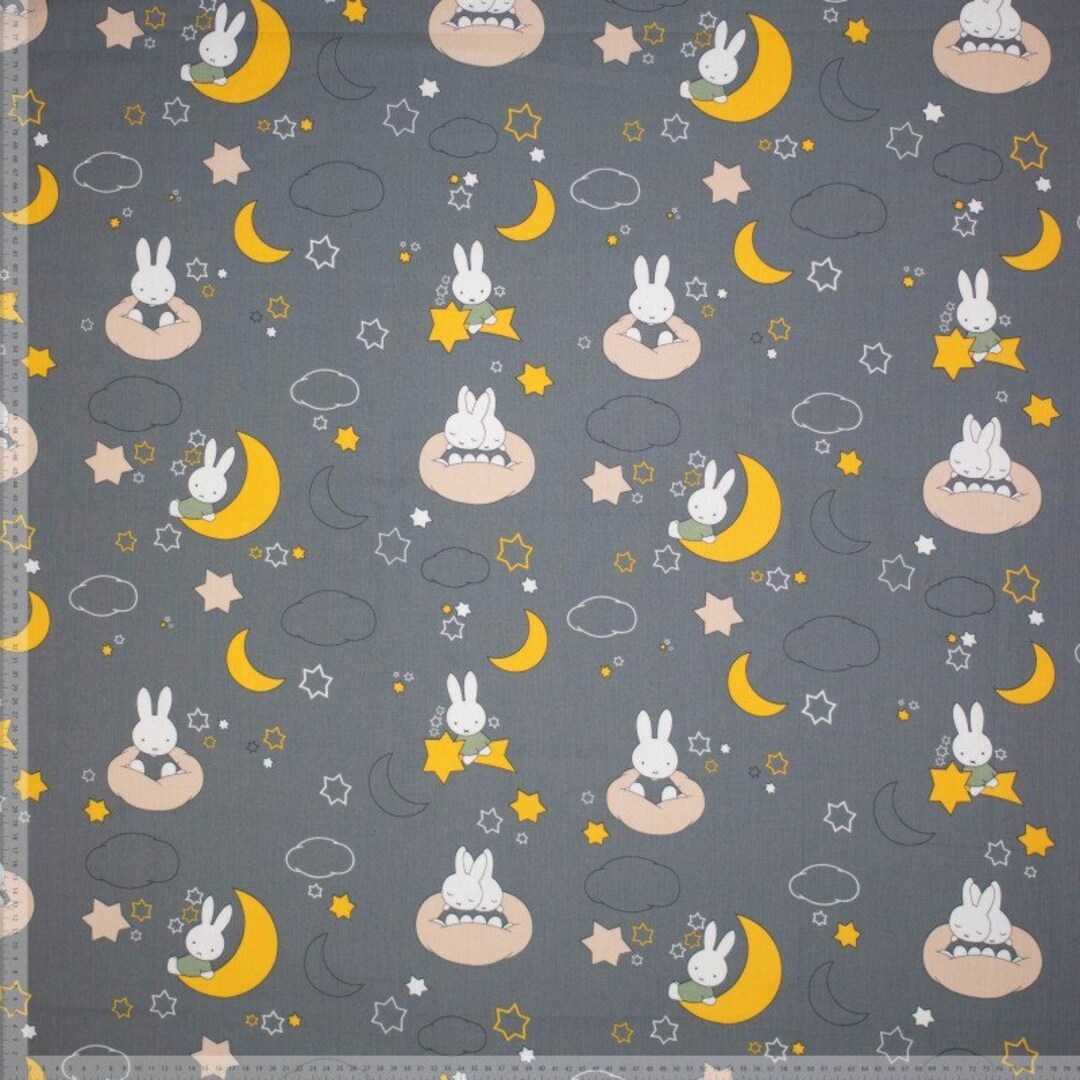 Cotton Miffy Moon, Clouds and Stars in Warm Grey - Etsy UK