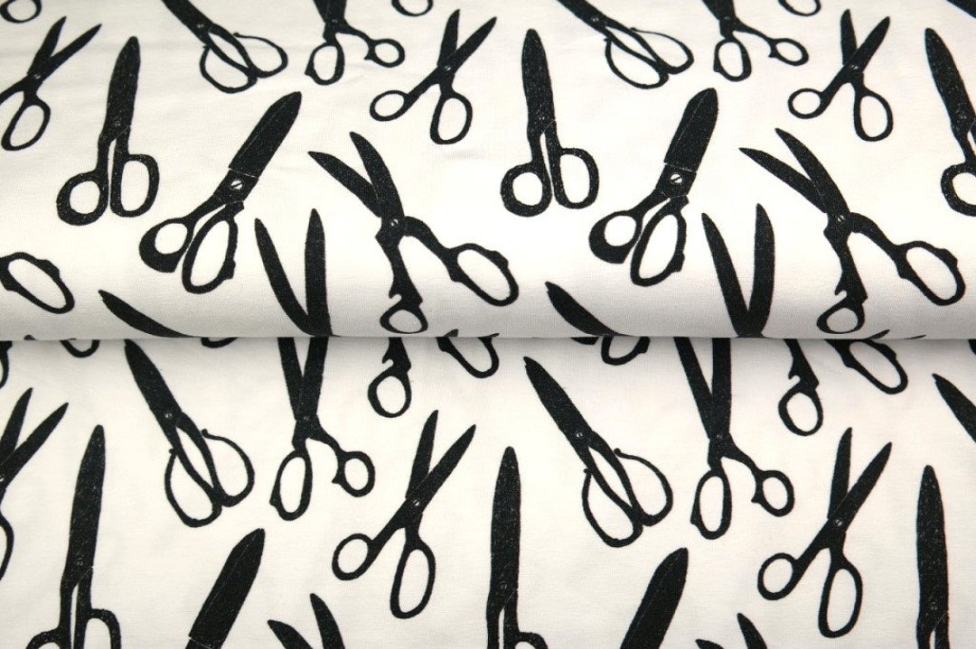 Jersey Cotton Scissors Design in White Black - Etsy