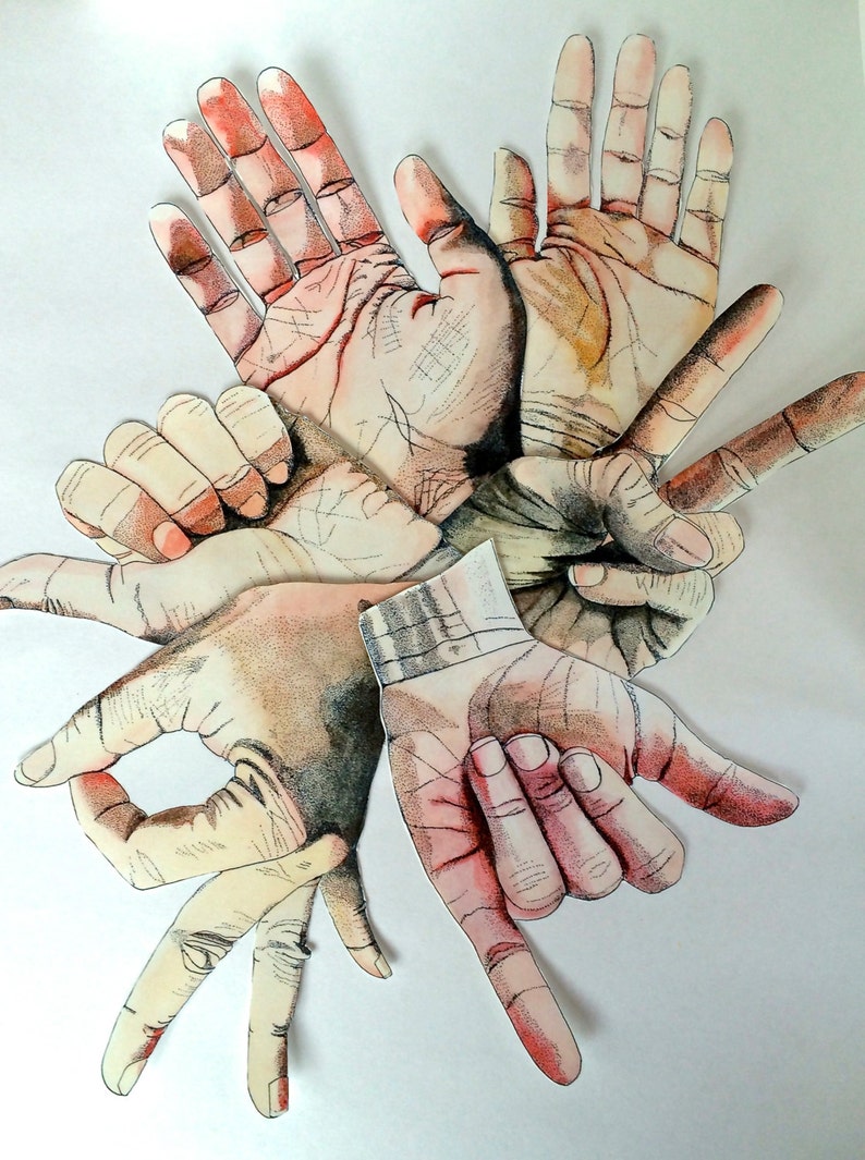 Hand Printable Card Kit | Printable Hand Watercolor Clipart for Art ...