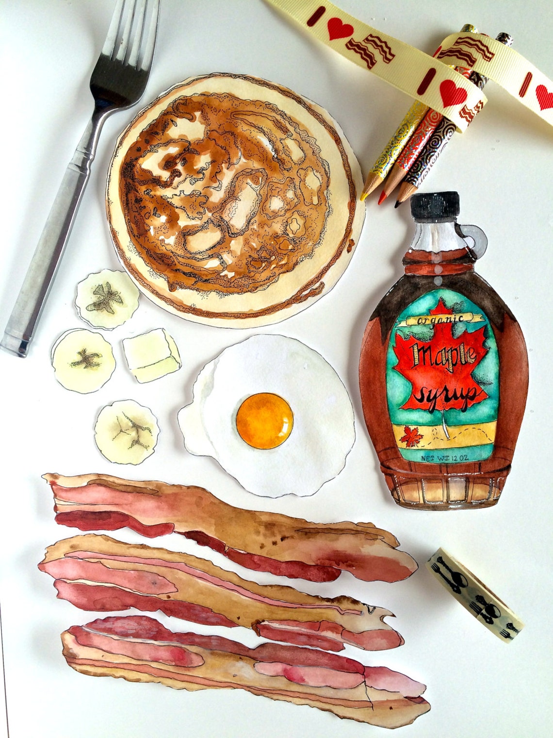 Printable Breakfast Card Kit | Printable Breakfast Watercolor Clipart ...