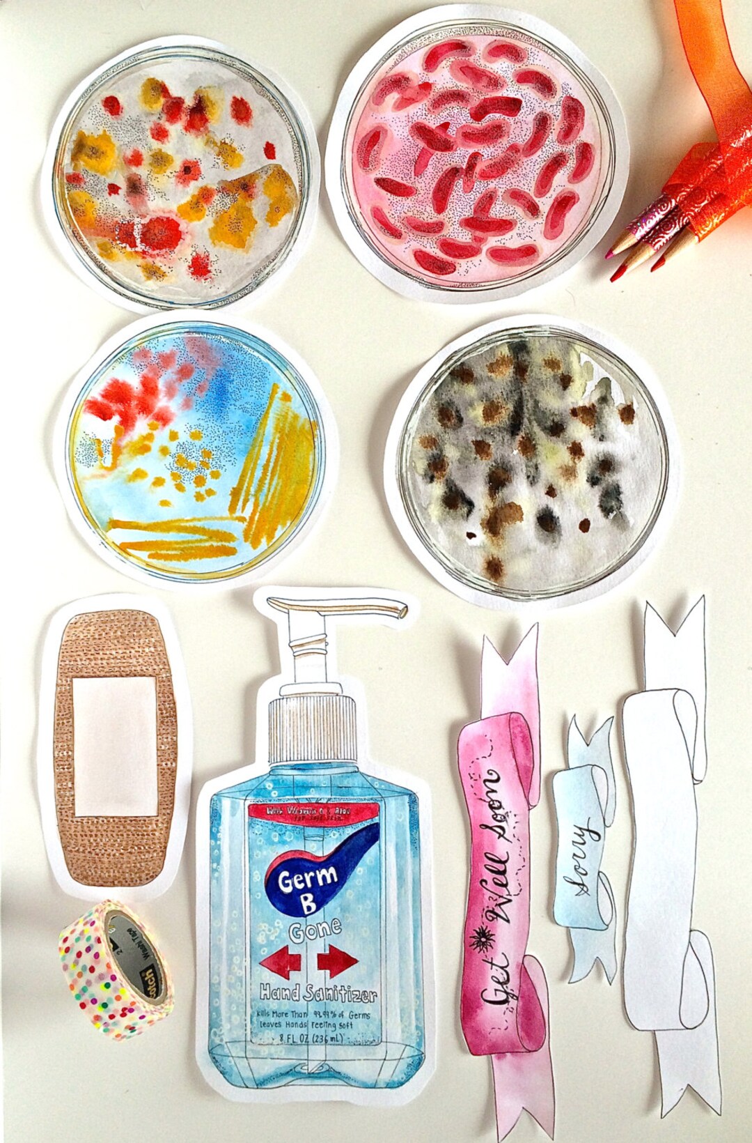 Get Well Printable Card Kit Printable Get Well Watercolor Clipart for ...