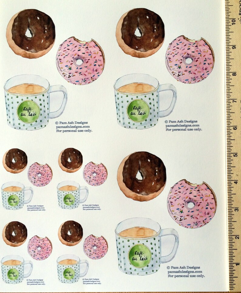 Coffee and Donut Printable Card Kit | Printable Coffee and Donut ...
