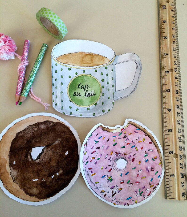 Coffee and Donut Printable Card Kit | Printable Coffee and Donut ...