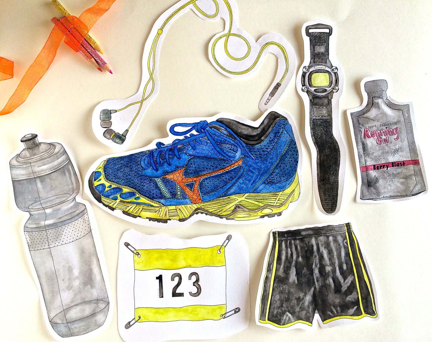 Running Printable Card Kit | Printable Running Watercolor Clipart for ...