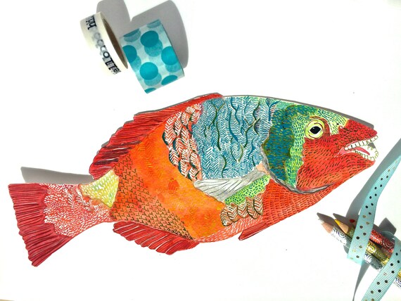 Printable Fish Card Kit Printable Fish Watercolor Clipart | Etsy