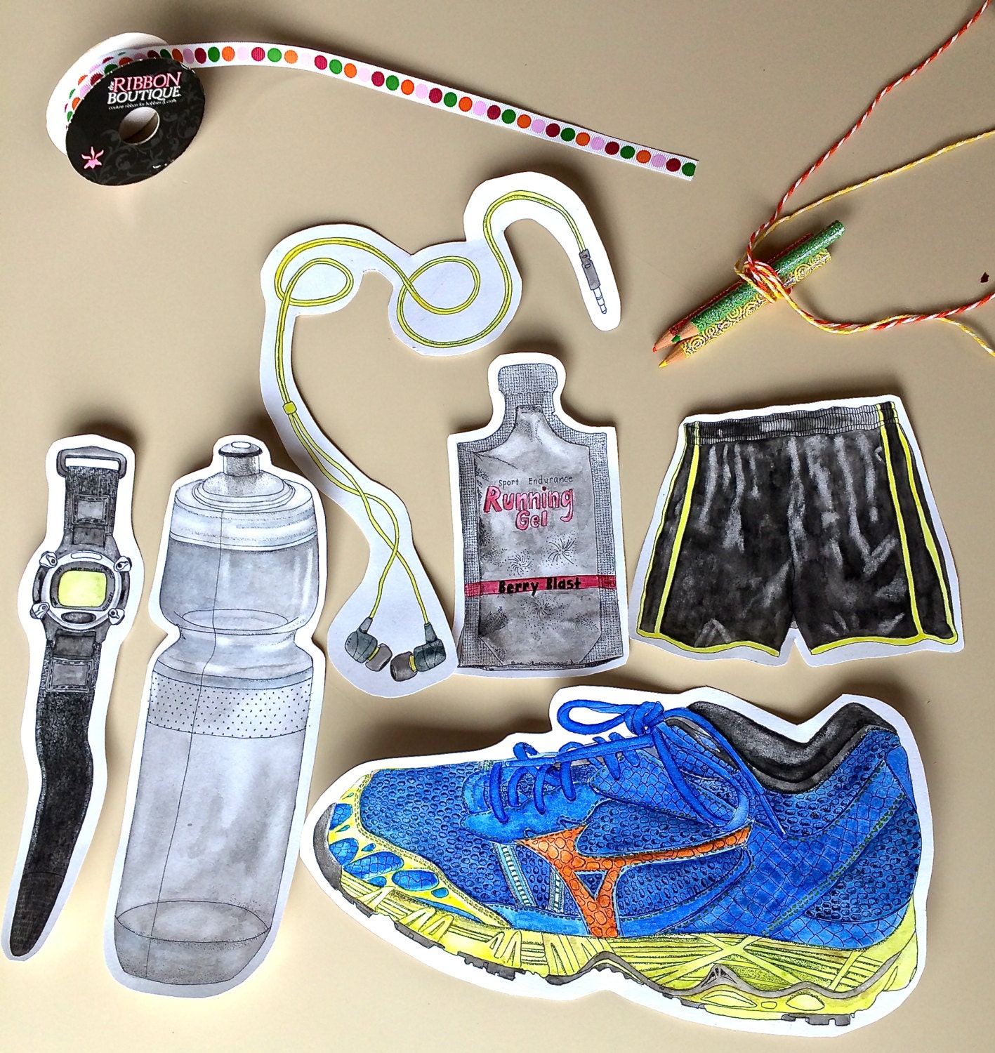 Running Printable Card Kit | Printable Running Watercolor Clipart for ...