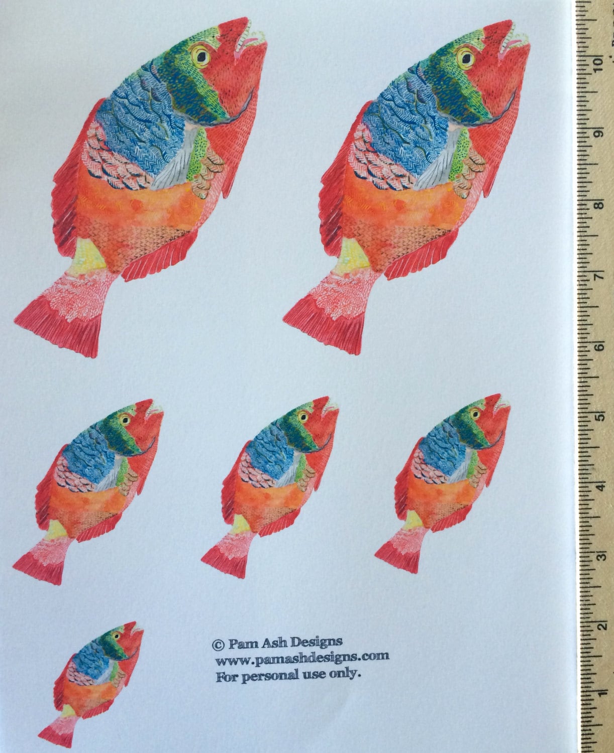 Printable Fish Card Kit Printable Fish Watercolor Clipart for Art ...