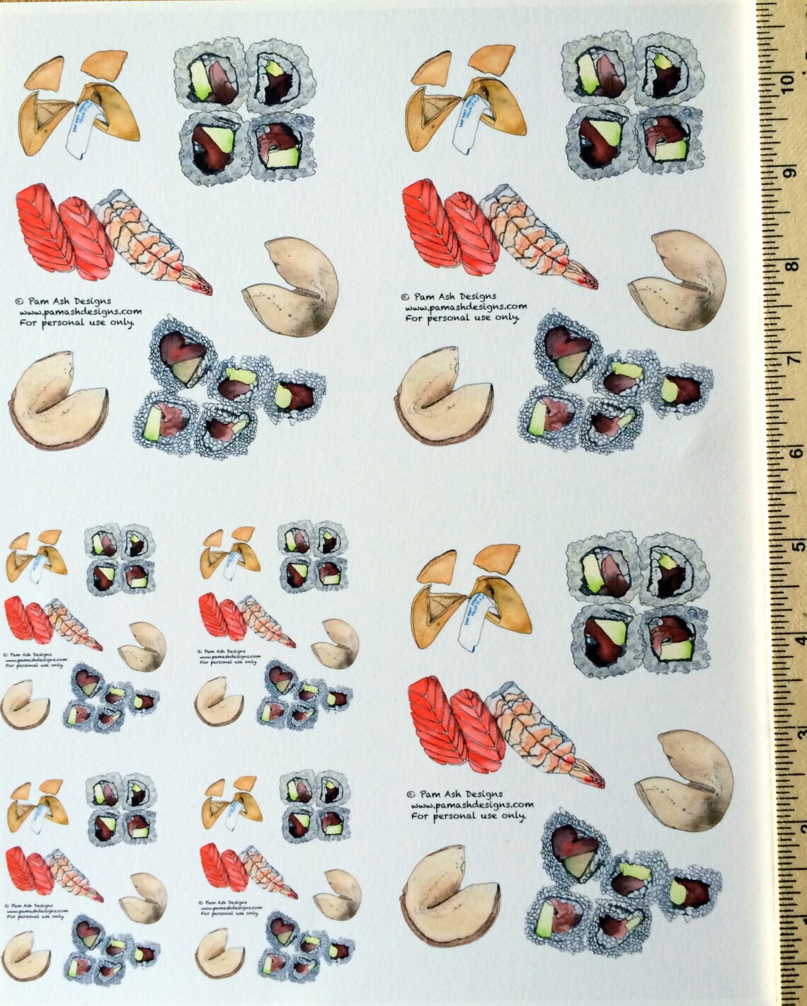 Sushi Printable Card Kit | Sushi Watercolor Clipart for Art Projects - Etsy
