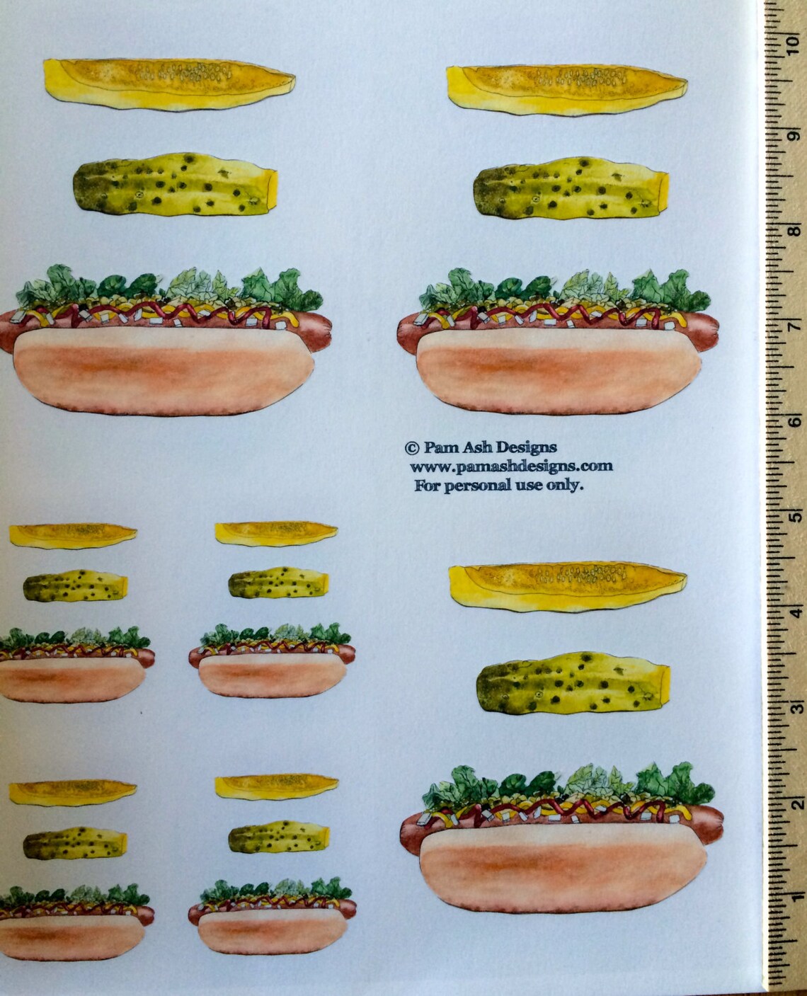Hot Dog Printable Card Kit | Printable Hot Dog Watercolor Clipart for ...