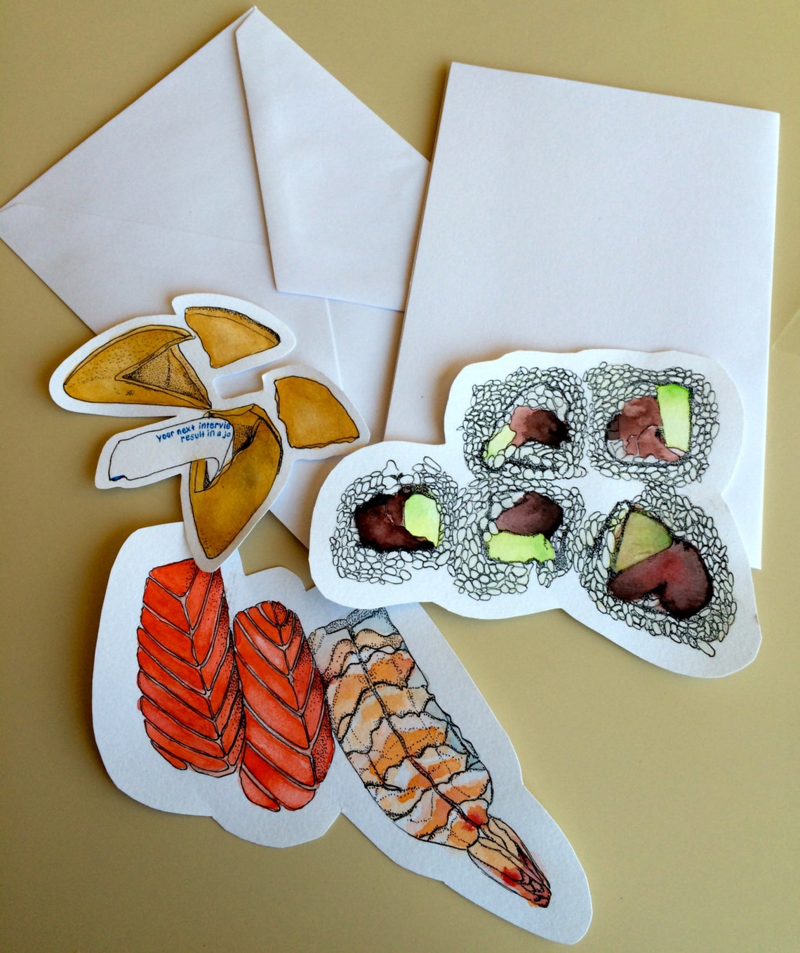 Sushi Printable Card Kit Sushi Watercolor Clipart for Art - Etsy