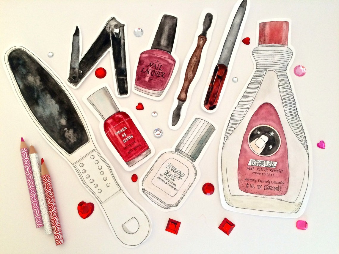 Mani/pedi Printable Card Kit | Printable Manicure/pedicure Watercolo ...