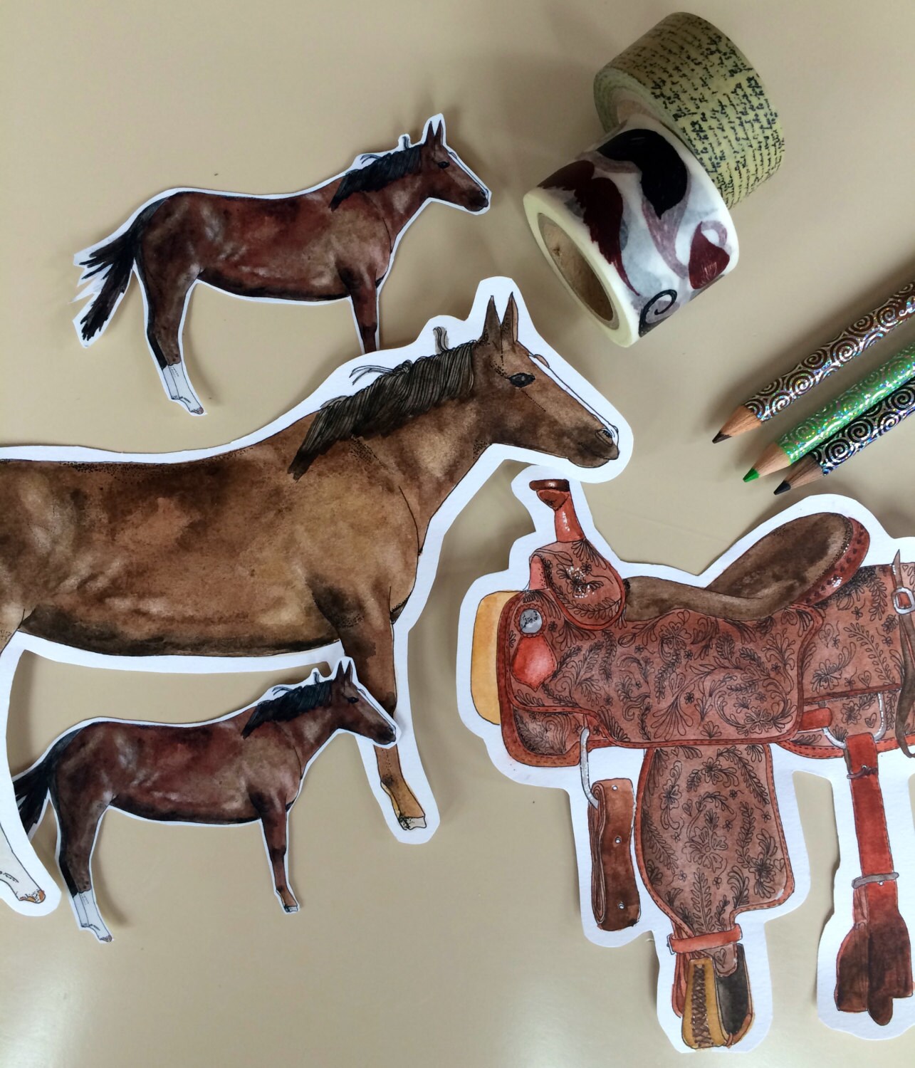 Western Printable Card Kit Printable Western Themed Watercolor Clipart ...