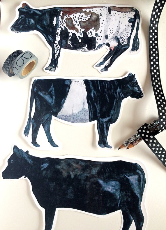 Cow Printable Card Kit Printable Cow Watercolor Clipart for | Etsy