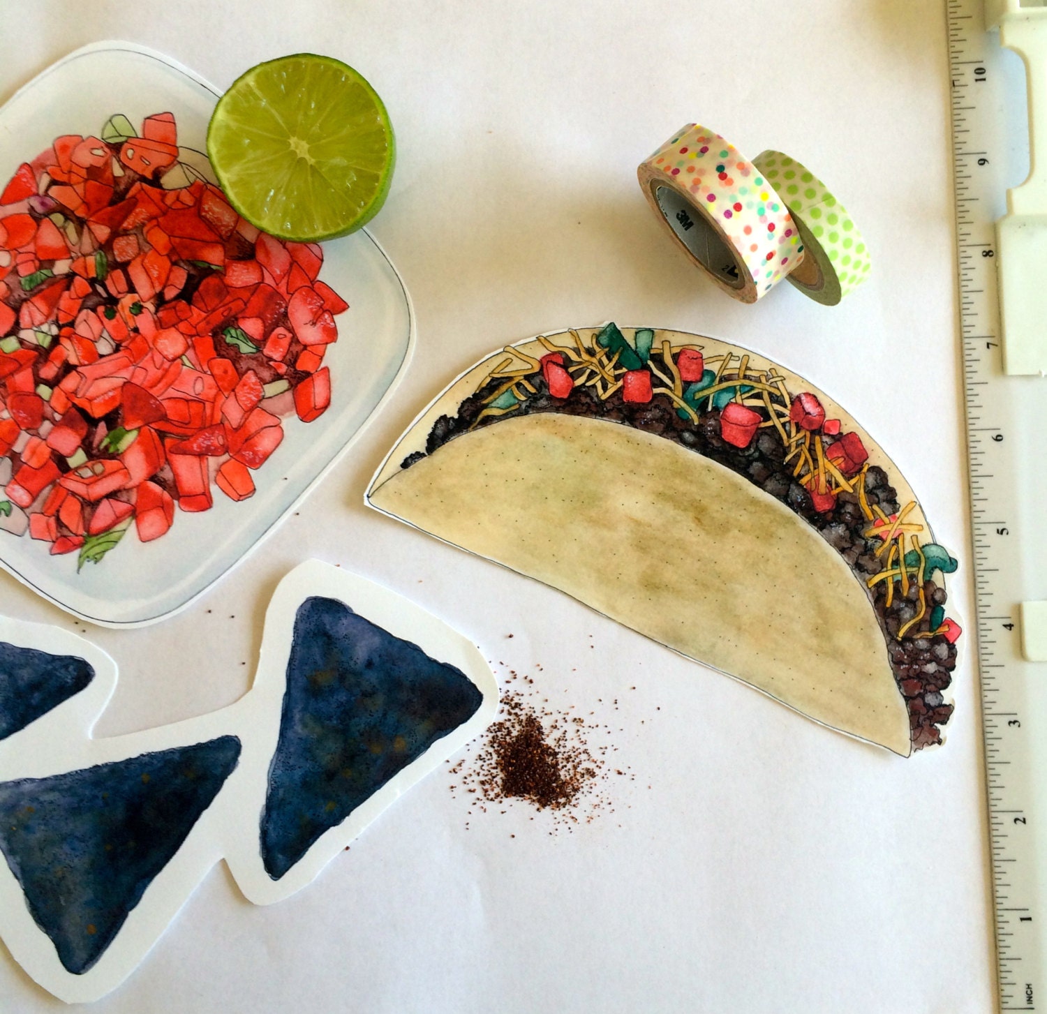 Mexican Food Printables | Mexican Food Watercolor Clipart for Art ...