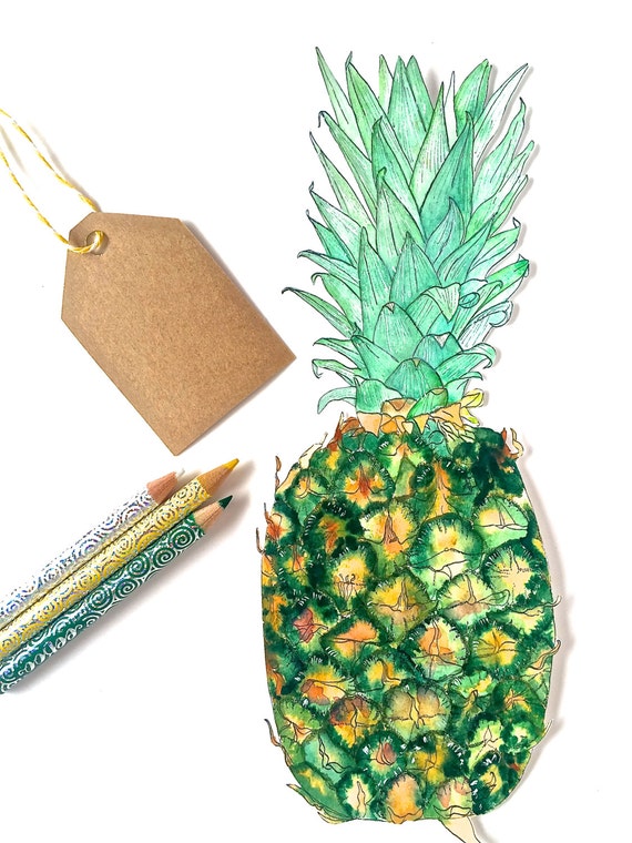 Pineapple Printable Card Kit Printable Pineapple Watercolor - Etsy