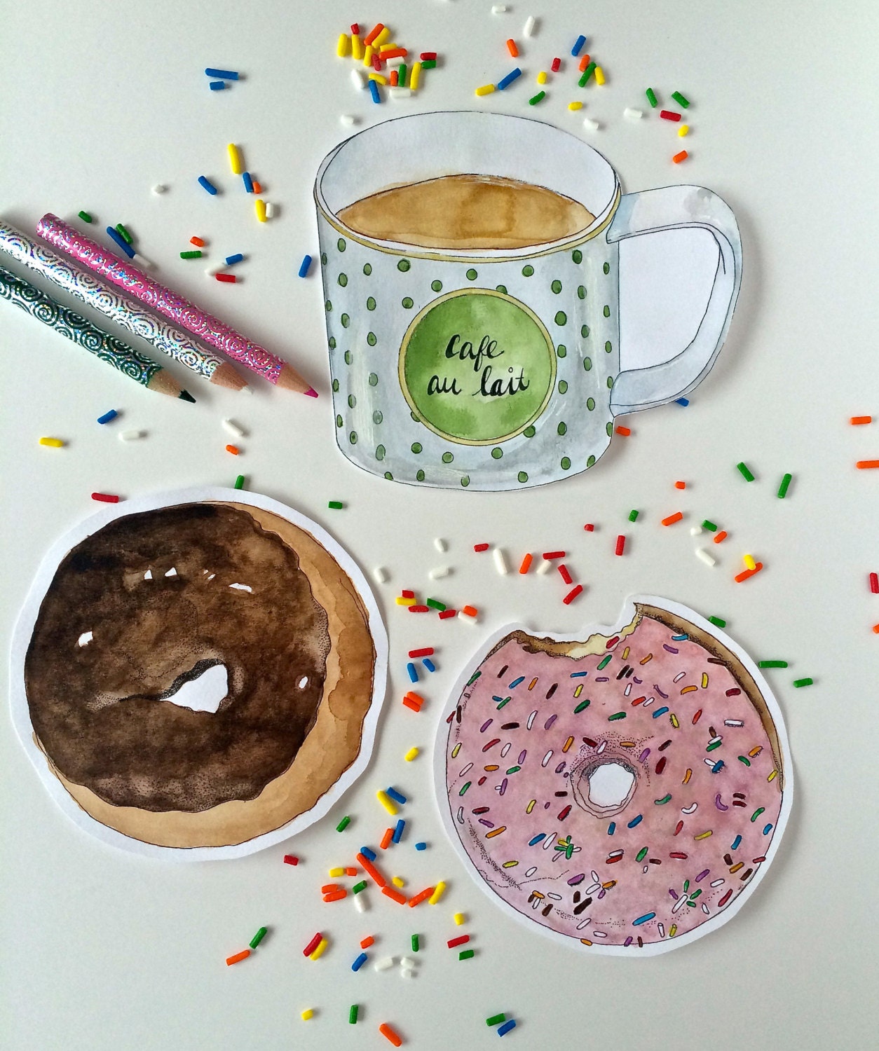 Coffee and Donut Printable Card Kit Printable Coffee and | Etsy