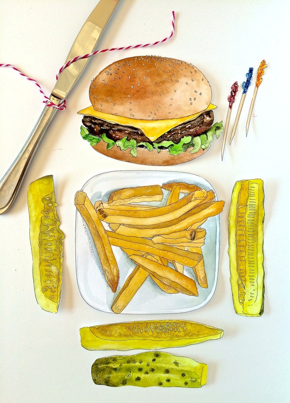 Cheeseburger Printable Card KIt Printable Cheeseburger | Etsy