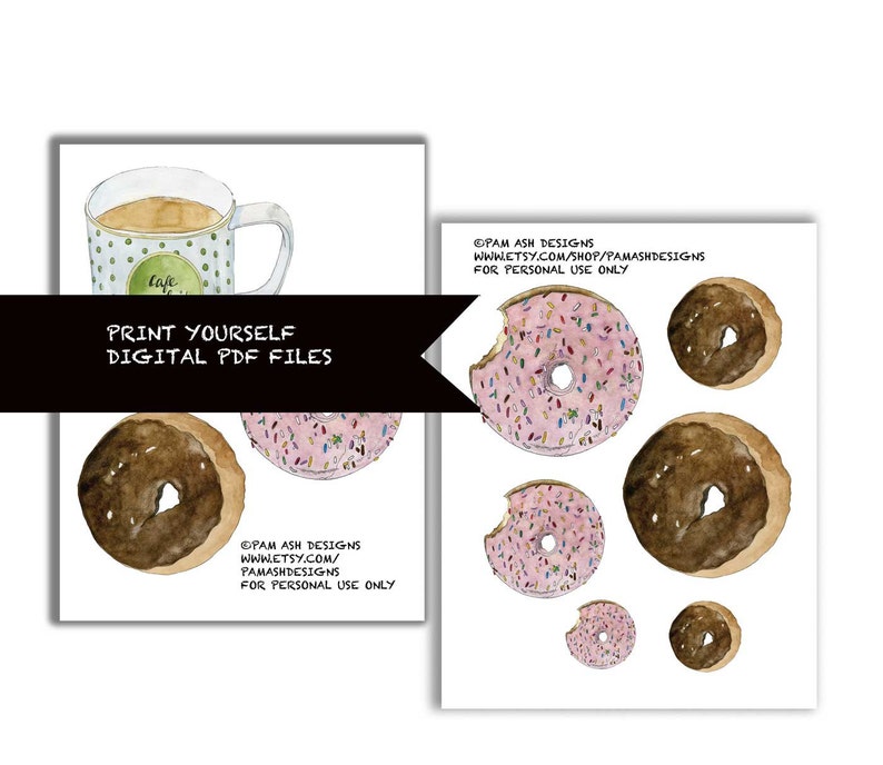 Coffee and Donut Printable Card Kit | Printable Coffee and Donut ...