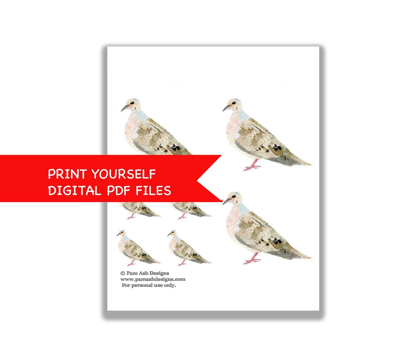 Mourning Dove Printable Card Kit Mourning Dove Watercolor Clipart for ...