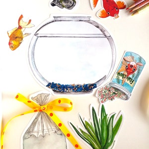 Pet Goldfish Printable DIY Card Kit | Printable Goldfish Watercolor ...