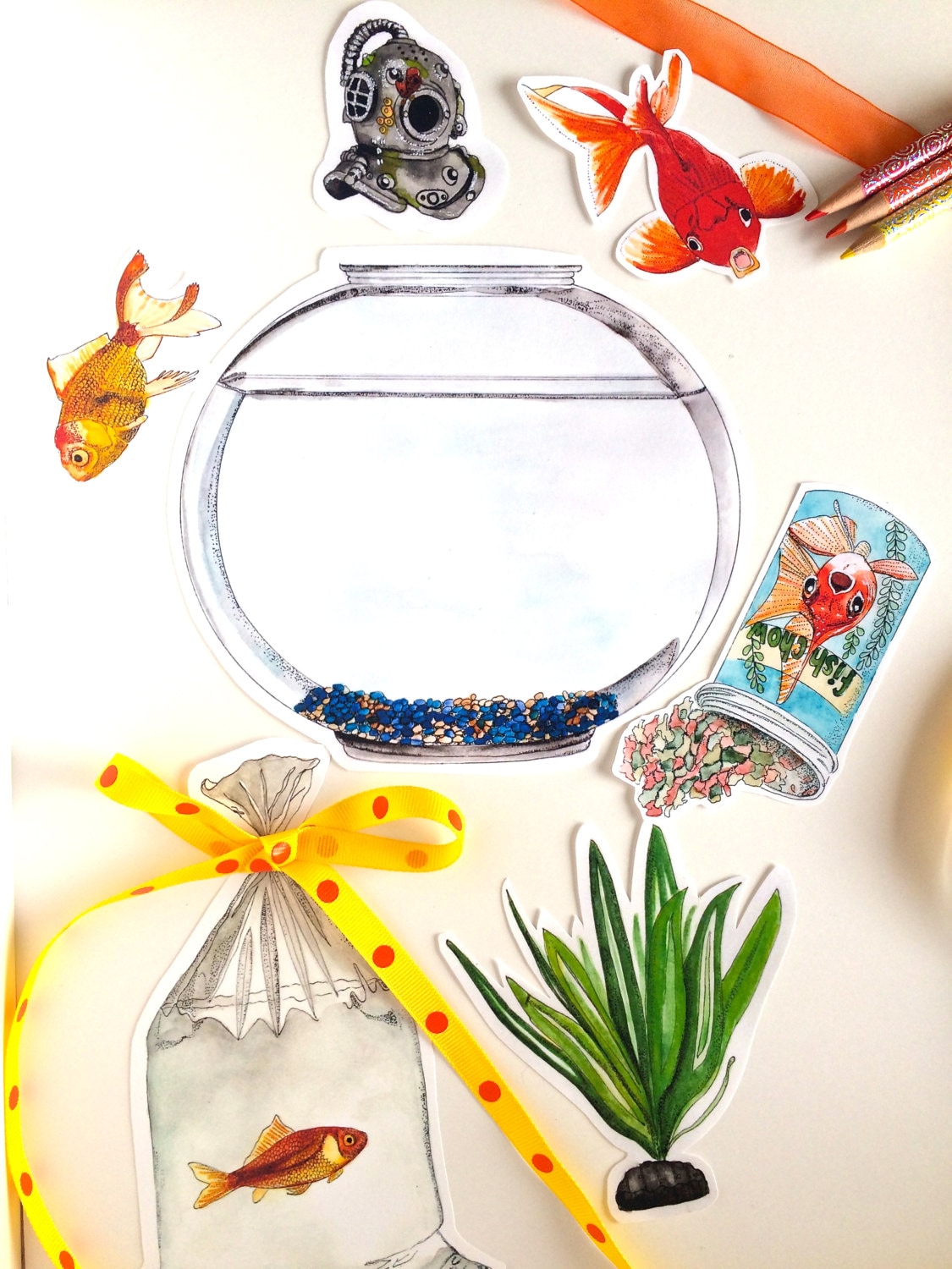 Pet Goldfish Printable DIY Card Kit | Printable Goldfish Watercolor ...