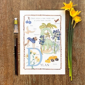 D A4 Personalised Baby Name Illustration Letter - Etsy