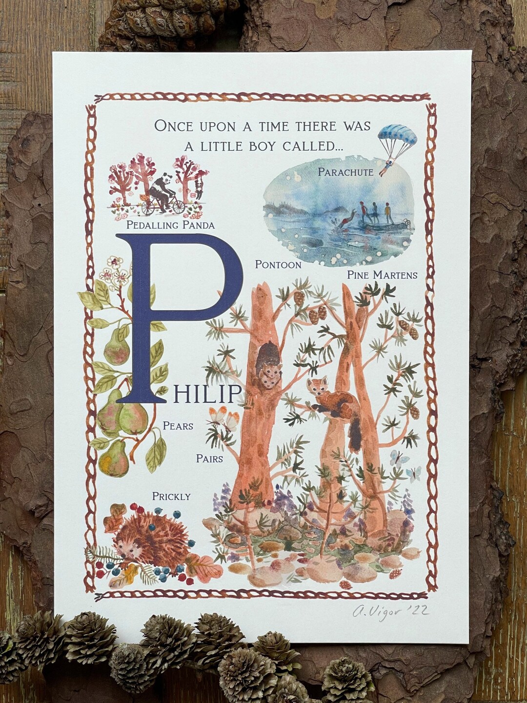 P A4 Personalised Baby Name Illustration Letter - Etsy