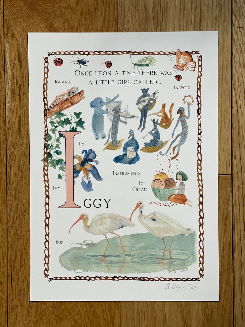 I A4 Personalised Baby Name Illustration Letter - Etsy