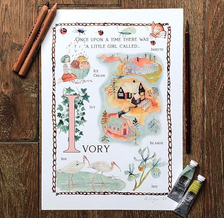 I A4 Personalised Baby Name Illustration Letter - Etsy