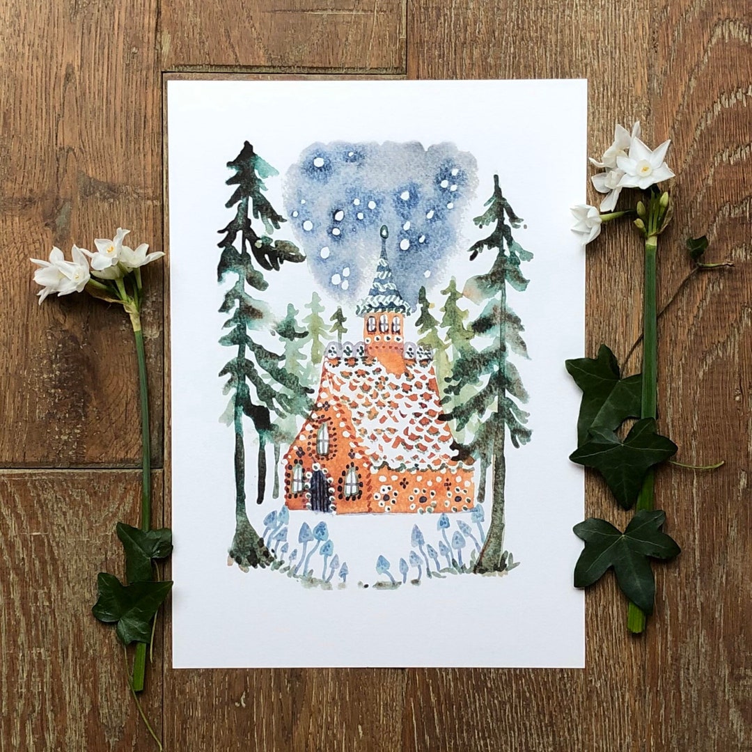 Enchanted Gingerbread House A4 Print - Etsy