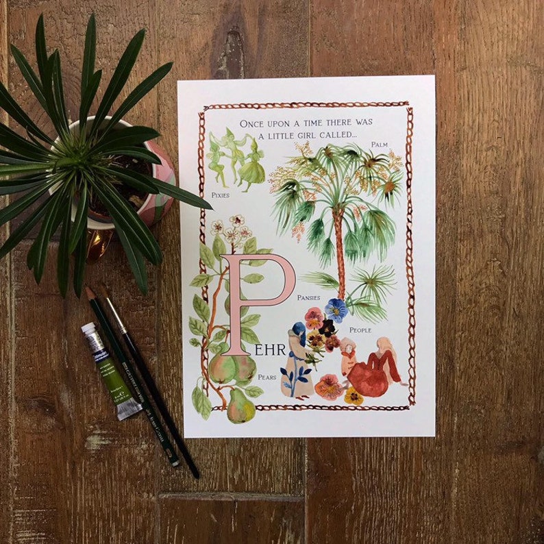 P A4 Personalised Baby Name Illustration Letter - Etsy