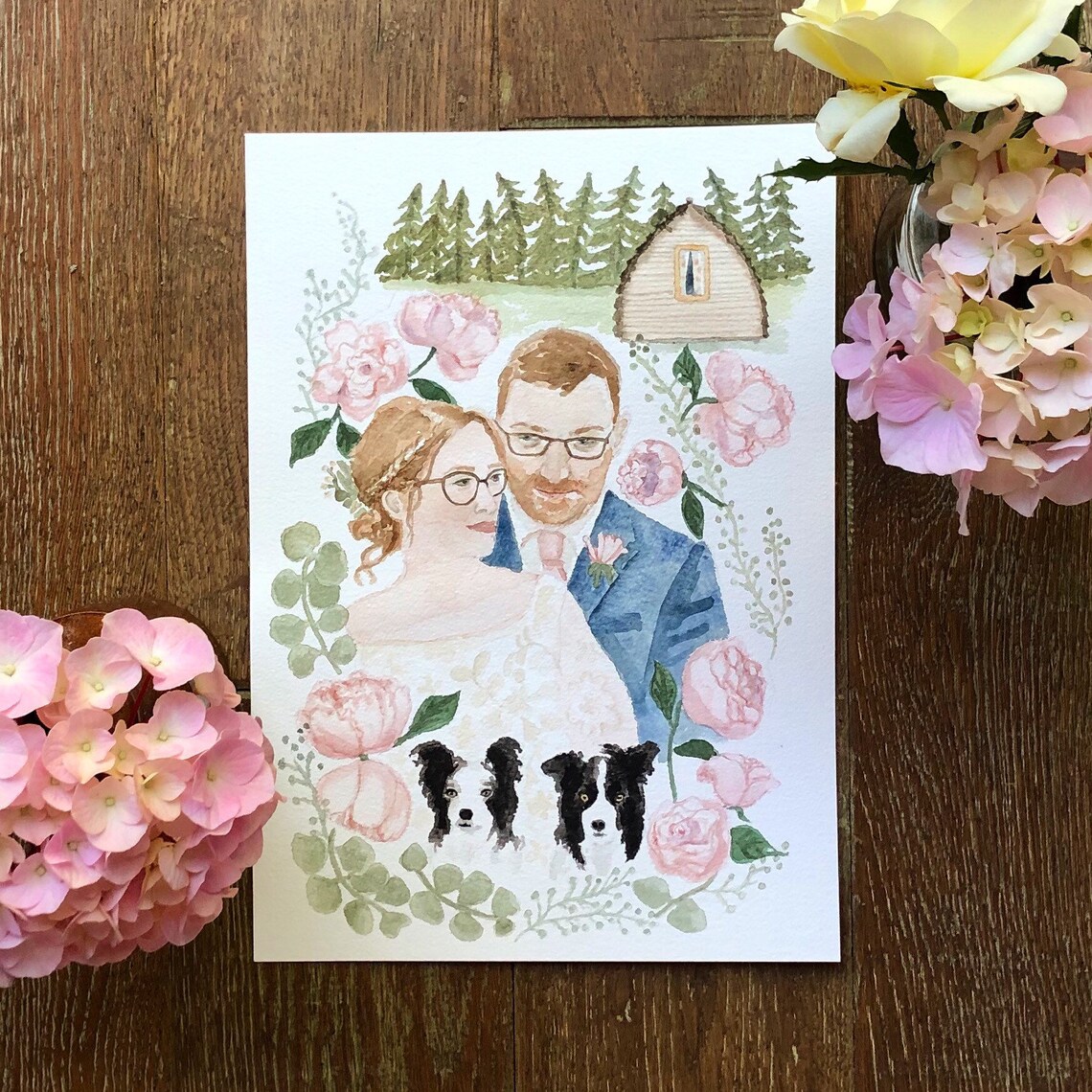Bespoke Wedding Portrait/invitation A4 Original Water - Etsy