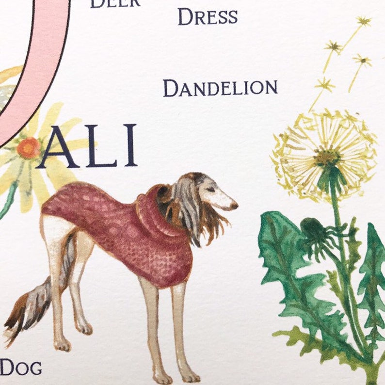 D A4 Personalised Baby Name Illustration Letter - Etsy