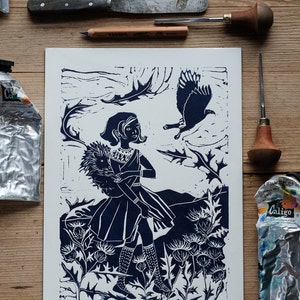 The Autumn Wind – A4 Linocut Print - Etsy