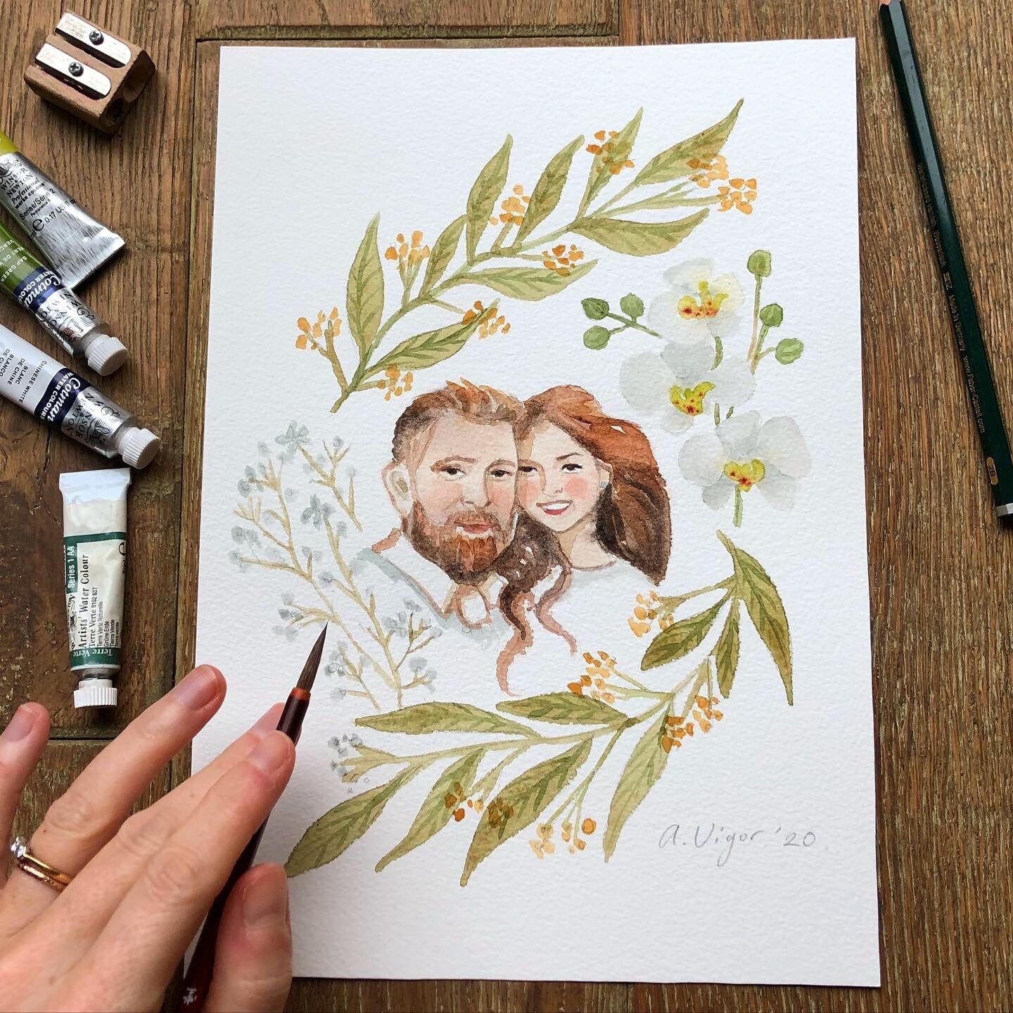 Bespoke A4 Wedding Portrait A4 Original Water Colour. - Etsy