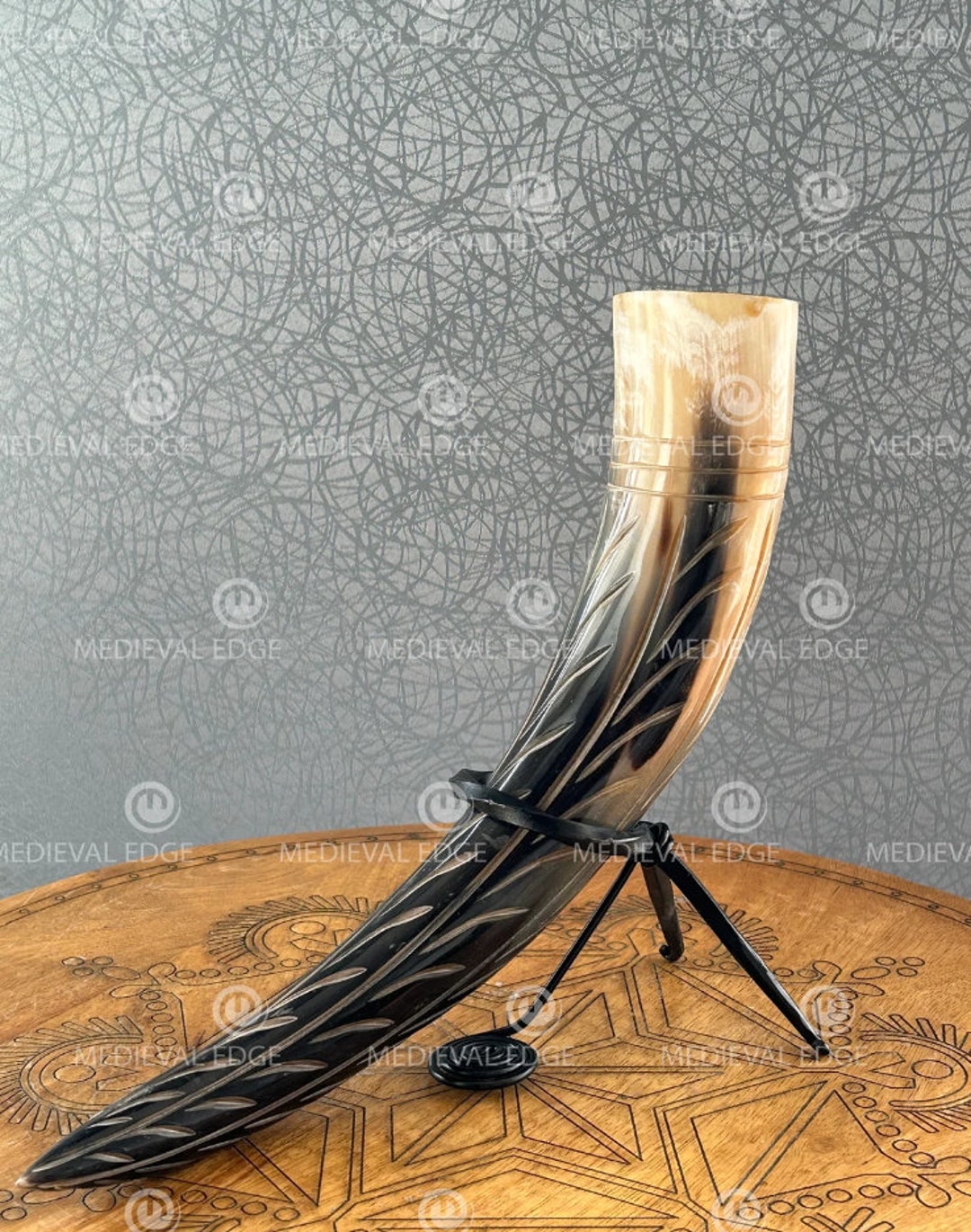 Viking Drinking Horn Natural Medieval Buffalo OX Drinking Horn With ...