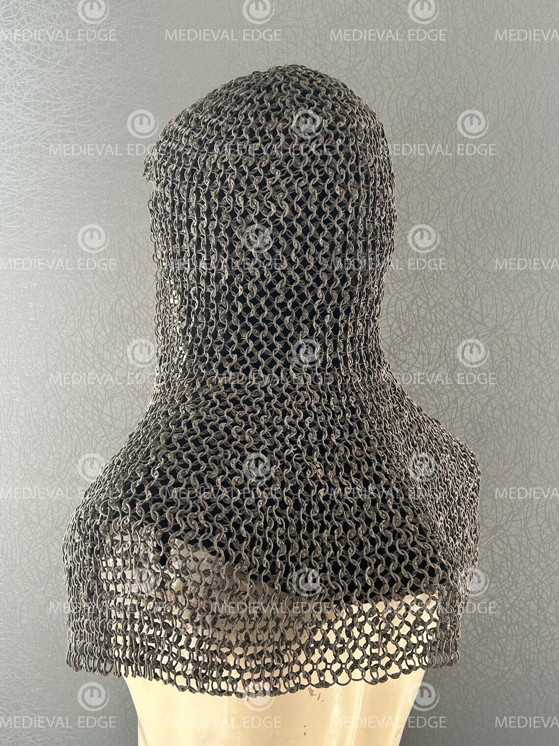 Chainmail Coif U-neck 10 MM Chain Mail Hood Medieval Templar Crusader ...