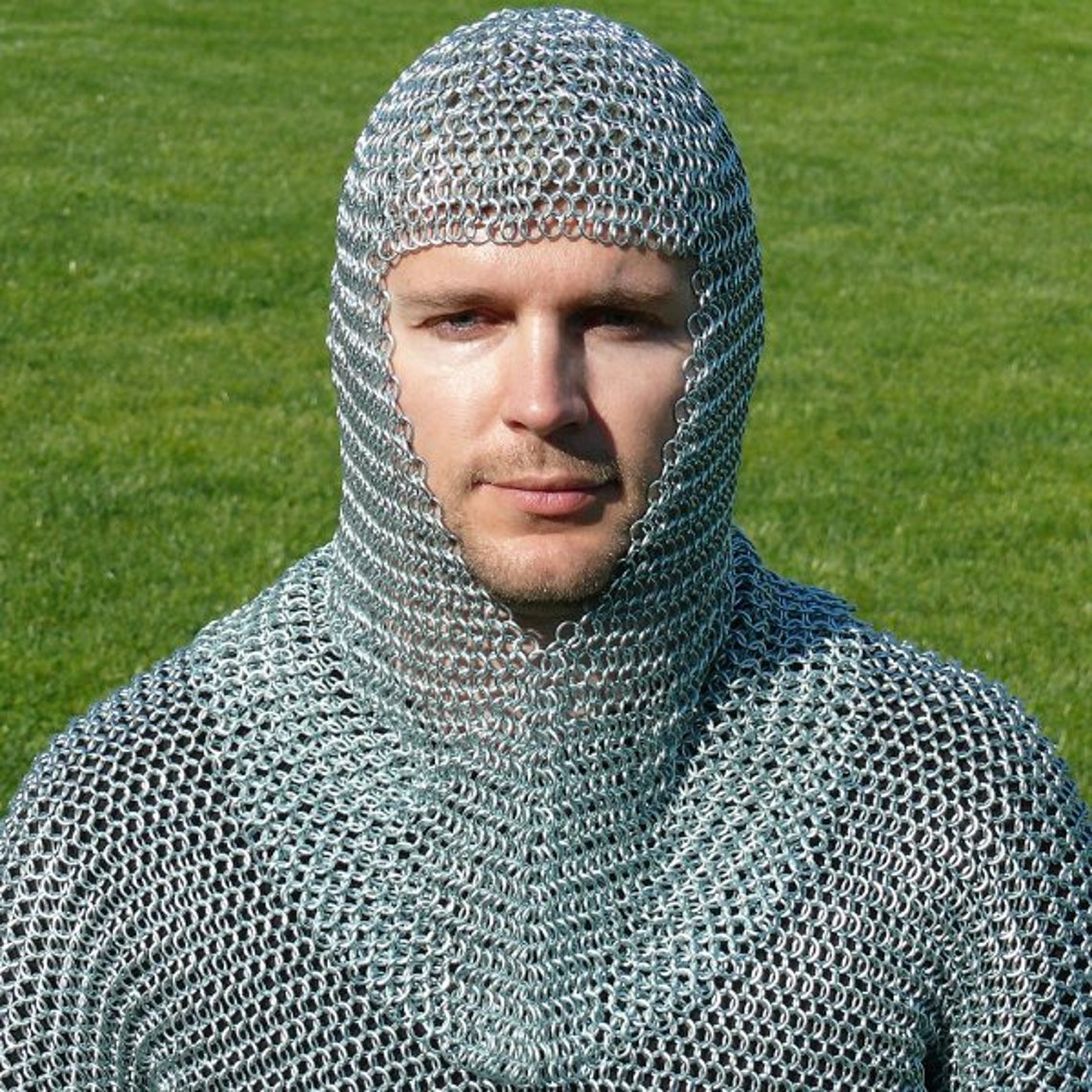 Chain-mail coif Zinc butted medieval armour chainmail hood | Etsy