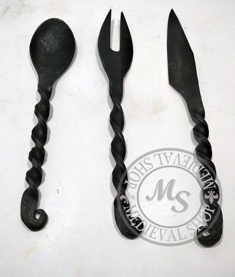 Hand-forged Iron Medieval Cutlery Set Viking Traditional - Etsy