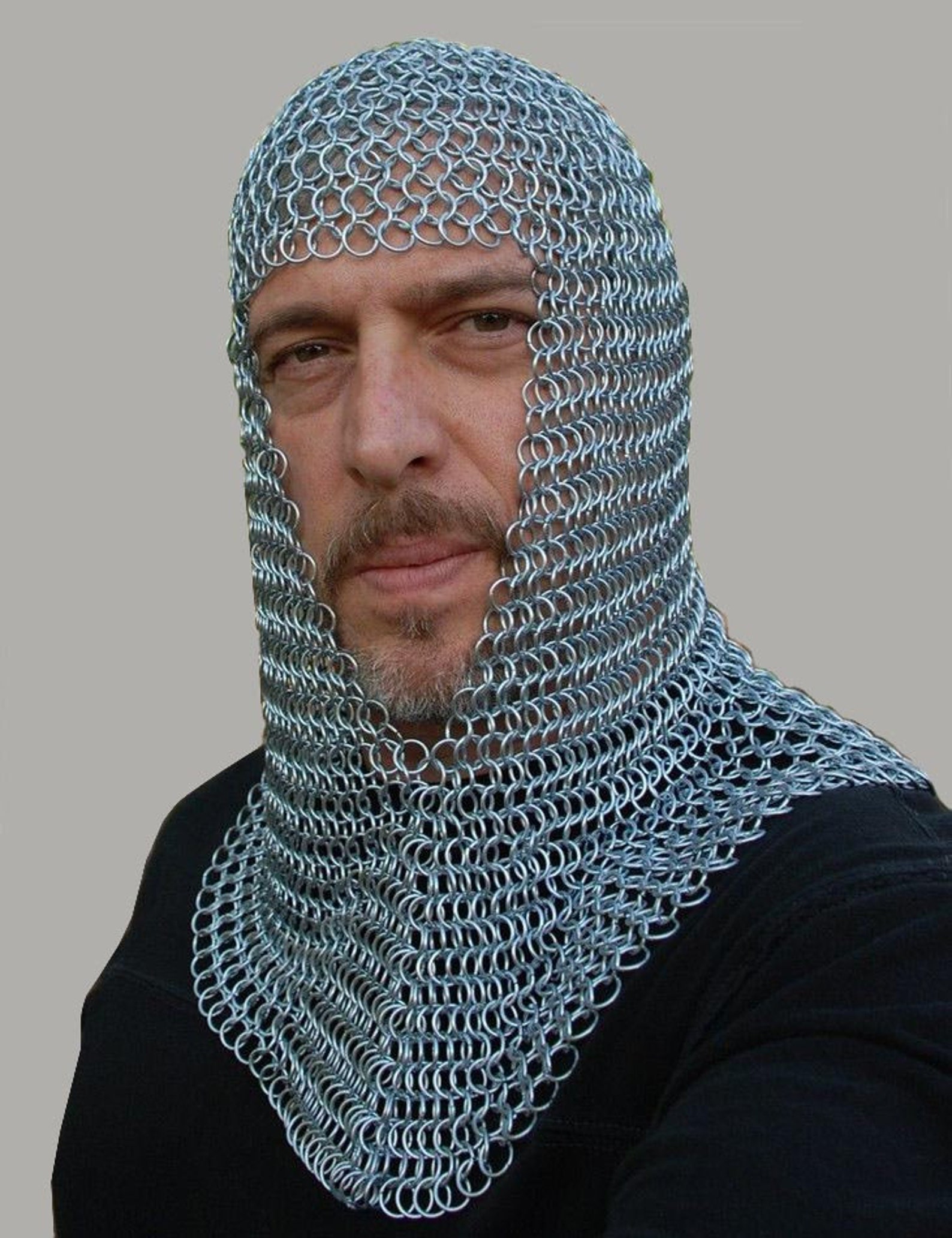 Chain-mail coif Zinc butted medieval armour chainmail hood | Etsy