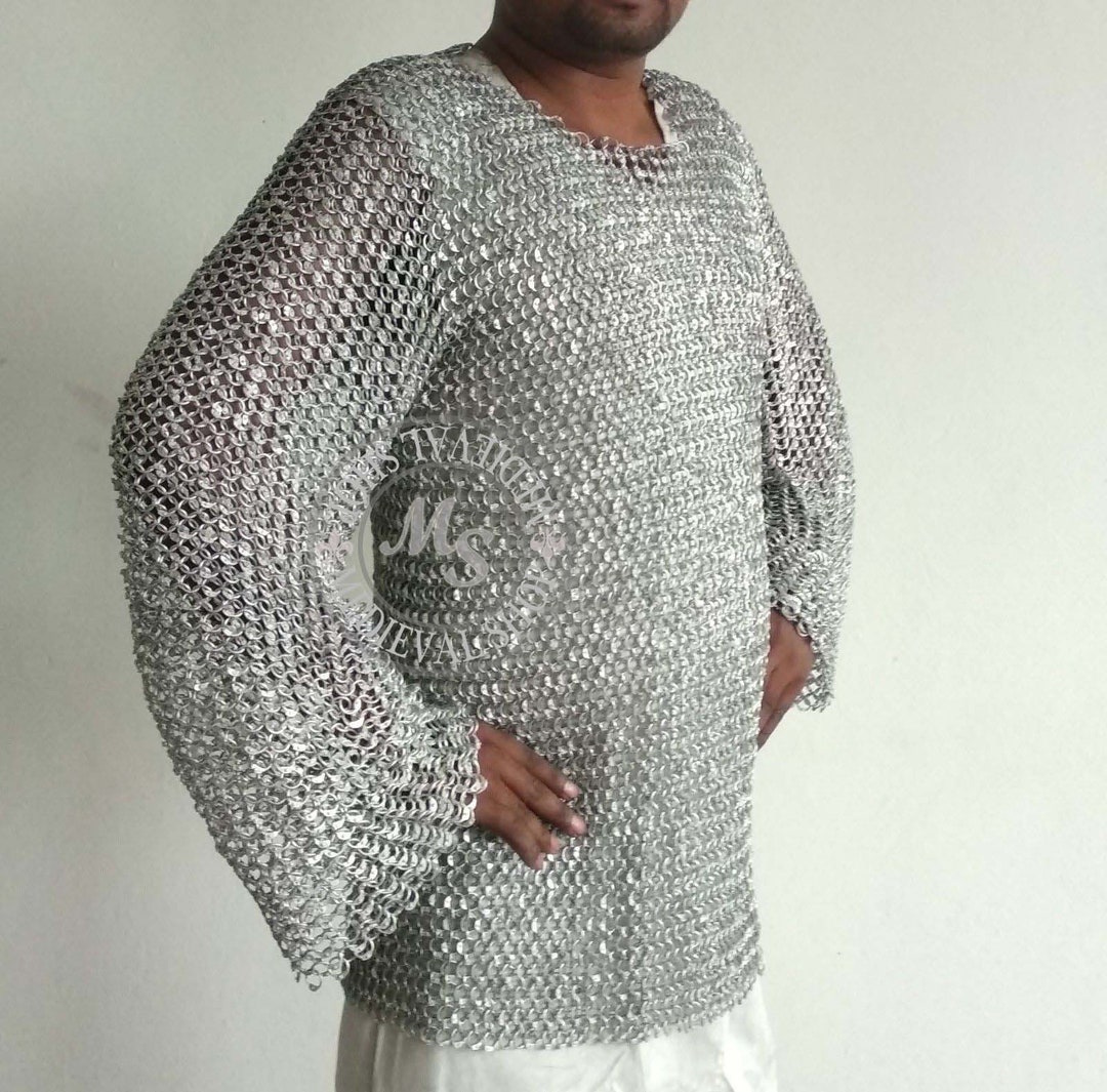Medieval Chainmail Shirt Round Riveted Chainmail Armour Haubergeon ...
