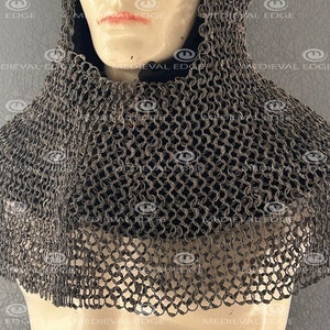Chainmail Coif U-neck 10 MM Chain Mail Hood | Medieval Templar Crusader ...